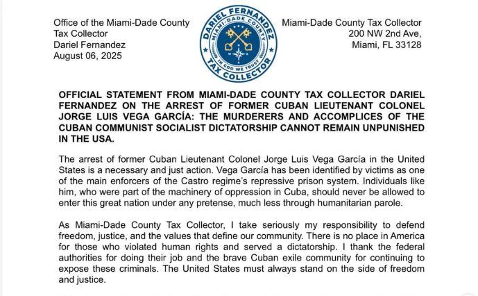 Official Statement by Miami-Dade County Tax Collector Dariel Fernandez ...